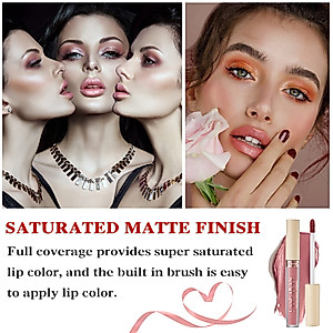 IONSGAKO 6 Colors Matte Nude Lipstick Set Liquid Lipstick Velvet Lip Gloss Lip Stain Long Lasting Waterproof Nude Pink Lipstick Set for Women Lip Makeup (SET-B)