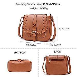 forestfish Ladies' Vintage Hollow Crossbody Bag Shoulder Bag Purse with Adjustable Shoulder Strape, Brown