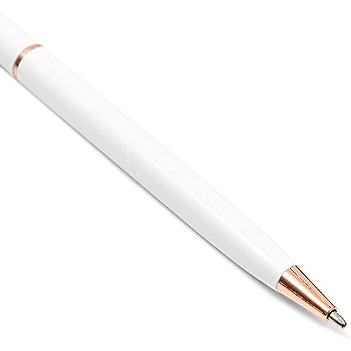 White Ball Point Pens and Rose Gold Gemstone (8-Pack)