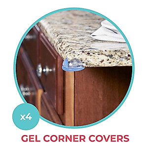 Toddleroo by North States Gel Corner Protectors | Safeguard Sharp Corners for Home Safety | Baby proofing with Confidence (4-Pack, Clear)