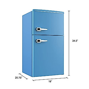 Avanti RMRT30X6BL-IS Mini Fridge with Freezer 3 Cu. Ft. Capacity Retro-Styled for Home Office or Dorm, Manual Defrost and Adjustable Temperature, 3 Cu.Ft, Blue