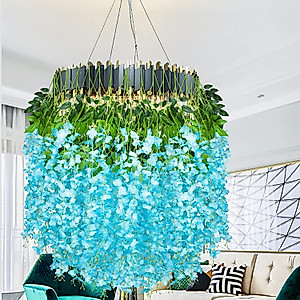 FOEVAFLO Artificial Wisteria Flowers Garland, Hanging Vines with Flowers for Wedding Arch, Party, Wall Backdrop Decor, 7.2ft/pcs (4pcs, White)