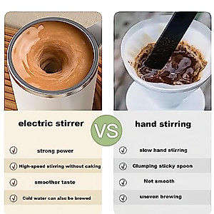 Self Stirring Coffee Mug,KittBaby Rechargeable Stainless Steel Automatic Magnetic mixing cup for Coffee Tea Milk Cocoa,13oz black Electric mixer Mug Best Gift