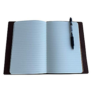 Refillable Leather Travelers Notebook -A5 Travel Journal with Lined Insert, 8.5 x 5.5 Inches, Dark Brown