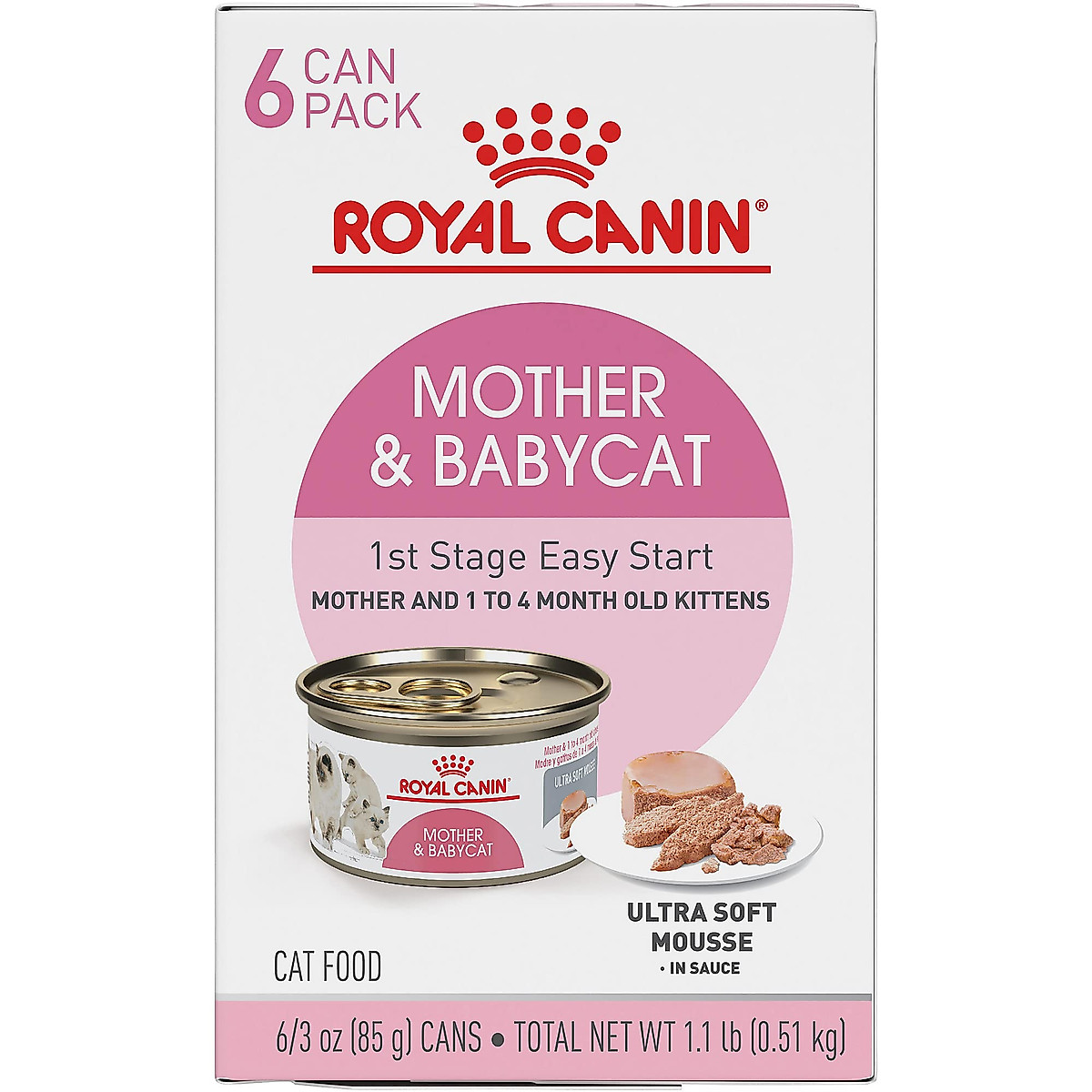 Royal Canin Mother & Babycat Ultra-Soft Mousse in Sauce Variety Pack Wet Cat Food, 3 oz., Count of 6, 6 CT