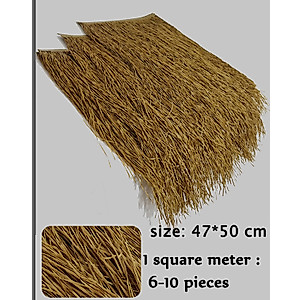 SHAZHU Duck Blind Grass Tiki Straw Roof 47x50cm Artificial Thatch Mexican Tiki Hut Palm Thatch Rolls for Tiki Umbrella Covers Mini Bar Palapa Thatch Roofs(Size:10pcs)