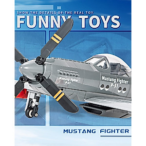 dOvOb Military P-51 Mustang Fighter Jet Building Blocks Set, Army Plane Toys as Gift for Kids or Adult (256 Pieces)