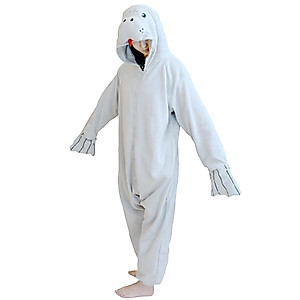 LZBXBXDA Unisex Adult Manatee Onesie One Piece Pajamas Animal Plush Halloween Christmas Costume Homewear Sleepwear for Women men