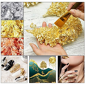 YULIKTOR Gold Foil Flakes for Resin,3 Bottles Metallic Foil Flakes 15 Gram,Imitation Gold Foil Flakes Metallic Leaf for Nails, Painting, Crafts,Slime and Resin Jewelry Making,Gold,Silver,Copper Colors