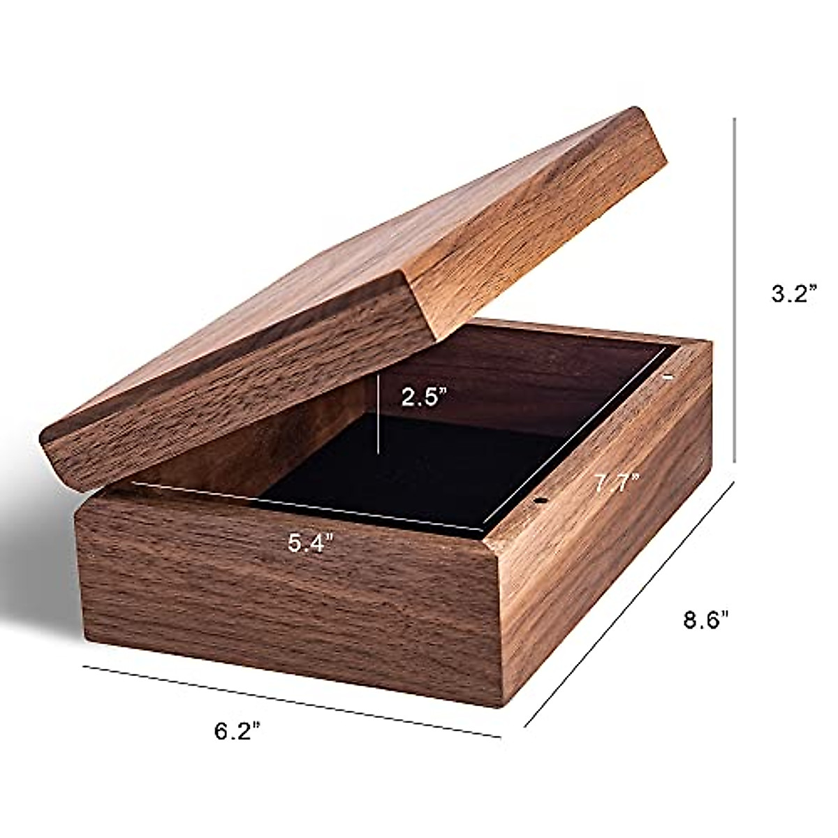 Wooden Box with Hinged Lid - Large Wood Storage Box with Magnetic Lid - Rectangle Wooden Storage Box - Brown keepsake Box- Decorative Wood Box with lids - Stash Boxes - Walnut Finish