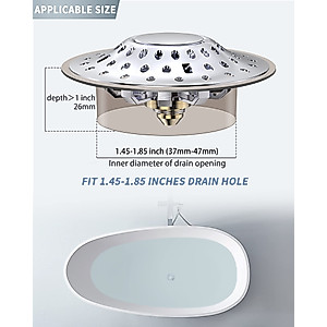 Upgraded 2 in 1 Bathtub Stopper with Drain Hair Catcher, Anti-Clogging Tub Stopper with Dual Filtration Design, Pop-up Bath Tub Stoppers Bathtub Drain Plug for 1.45-1.85" Drain Hole
