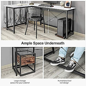 AuAg Modern 66.5‘’ L-Shaped Home Office Desk, Larger Sturdy Computer PC Laptop Table, Corner Gaming Desk, Writing WorkstationDesk, Wooden Desk W/Monitor Stand