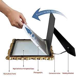 MOMLKFDAY Gold 8x10 Picture Frames Vintage Photo Frame Rose Gold Flower Leaf with Glass Front Antique Picture Frame for Tabletop Wall Hanging (Gold Leaf-8x10)