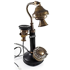 Vintage Candlestick Phone Rotary Dial Telephone Wired Landline Antique Replica Table Phone Home Décor