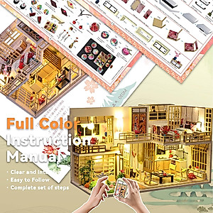 Flever Dollhouse Miniature DIY House Kit with Japanese Style, Creative Room with Furniture for Romantic Valentine's Gift (Quiet and Elegant Residence)