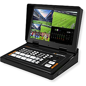 AVMATRIX PVS0403U Portable SDI/HDMI Video Switcher, 10.1-incch FHD IPS LCD Monitor, USB for Capturing and Streaming, T-bar/Auto/Cut Transitions, Scaled Output and Multiview, 2PIP/POP, Logo Overlay