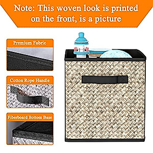 Wisdom Star 6 Pack Fabric Storage Cubes with Handle, Foldable 11 Inch Cube Storage Bins, Storage Baskets for Shelves, Storage Boxes for Organizing Closet Bins,Black
