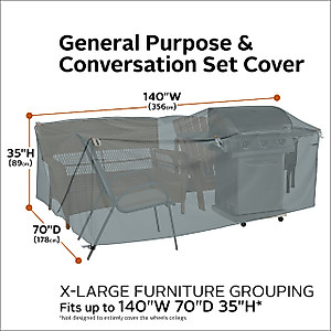 Classic Accessories Storigami Water-Resistant 140 Inch Easy Fold Patio Furniture Cover, Monument Grey, Patio Furniture Covers