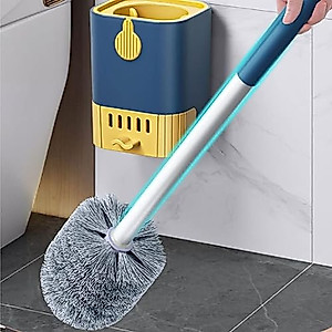 SAAKO Toilet Bowl Brush Round Brush Head Toilet Brush with Ventilation Holder and Long Ergonomic Handle Toilet Cleaner Brush