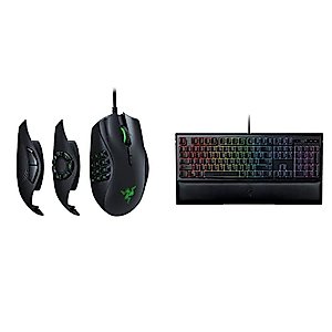 Razer RZ01-02410100-R3U1 19-Button Gaming Mouse, Black & Razer Ornata RGB Mecha-Membrane Keyboard, Black