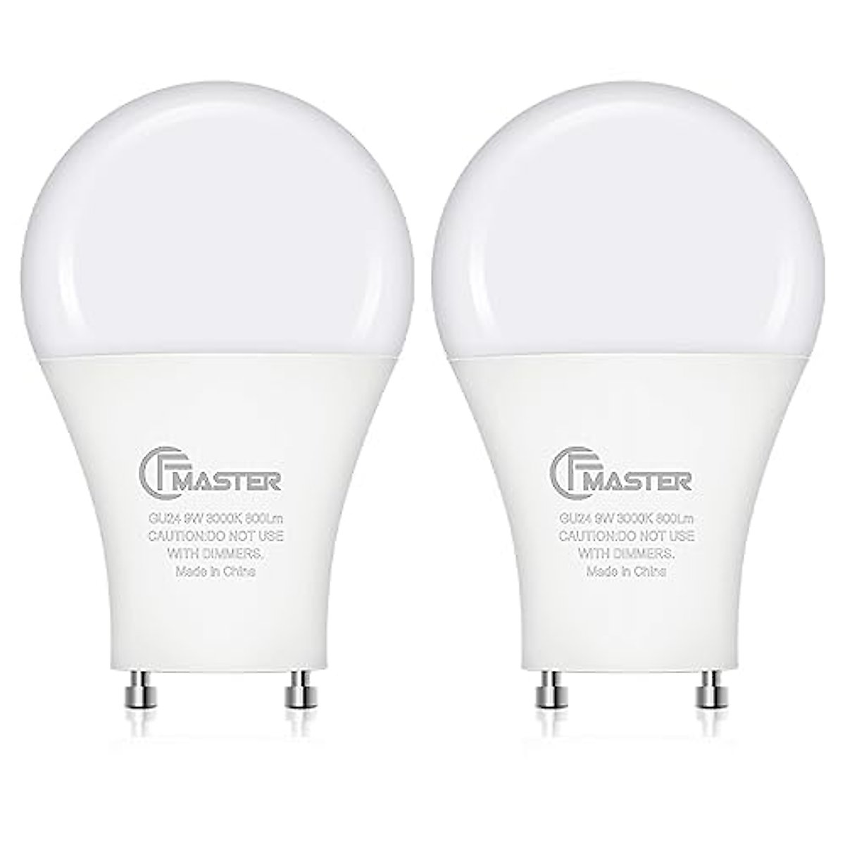 CFMASTER GU24 Led Light Bulb, 9W(100W Equivalent), 5000K Daylight, A19 Shape GU24 Light Bulb, 800 Lumens GU24 Led Bulb, CRI 85, Non-Dimmable ETL Listed(2-Pack)