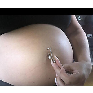 D.Bella 14G Pregnancy Belly Button Rings for Women Flexible Belly Button Ring Long Maternity Belly Button Ring Silicon Belly Button Rings