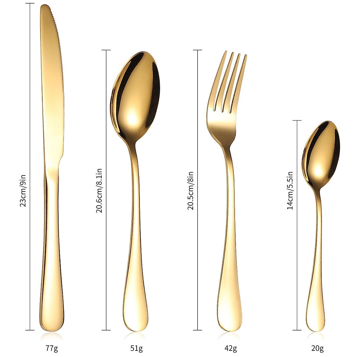 Gold Flatware Set, Service for 4,Premium Stainless Steel Tableware Set 16Piece Cutlery Utensils Set Include Knife Fork Spoon Durable