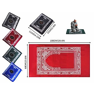 Kellegour 4 Pieces Muslim Travel Prayer Mat with Compass,Muslim Prayer Carpet,with Pocket Sized Carry Bag, Portable Muslim Prayer Mat,Islamic Prayer Rug,Islamic Prayer Pad
