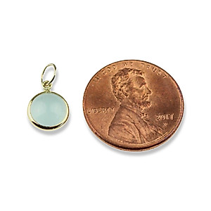 Aquamarine Charm 7.5mm Round Cabochon Handmade in 14k Yellow Gold 1.25 Carats