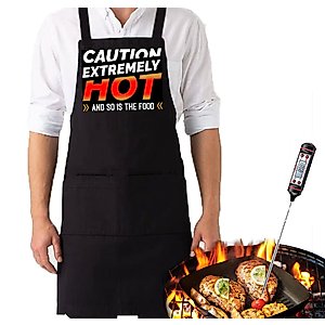 Inovare Designs' Fun Chef Apron - Perfect for Grilling, Cooking, BBQ - Unisex Design - Includes Meat Thermometer - Ideal Kitchen Gift