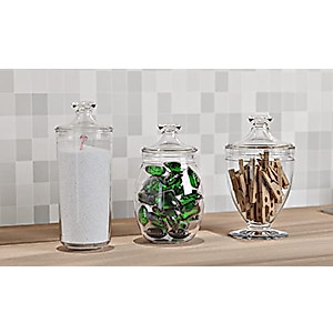 Amazing Abby - Adore - Acrylic Apothecary Jars (3-Piece Set), Plastic Jars with Lids, Bathroom Canisters, Vanity Organizers, Candy Buffet, Wedding Display, BPA-Free and Shatter-Proof