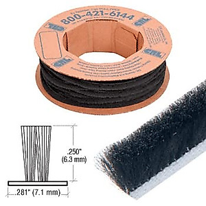 CRL W125C .250" (6.3 mm) Storefront Door Pile Weatherstrip - 100'