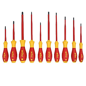 Wiha 32080 10 Piece Insulated SoftFinish Cushion Grip Screwdriver Tray Set