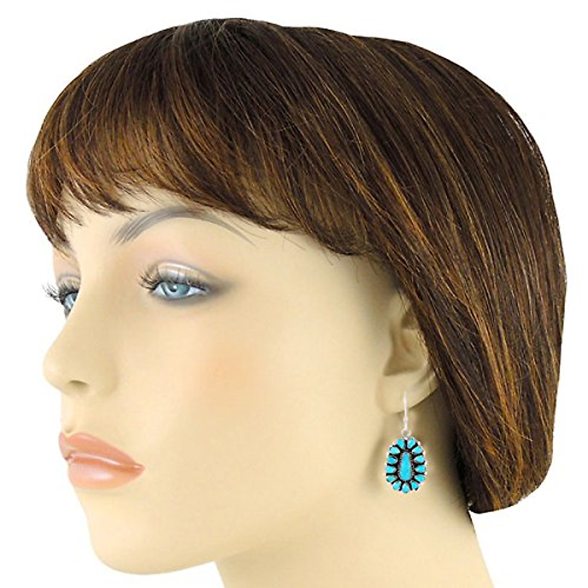 Turquoise Earrings in 925 Sterling Silver & Genuine Gemstones (Blue Turquoise)