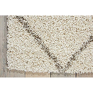 Nourison Brisbane Shag Cream 8'2' x 10' Area-Rug, Easy-Cleaning, Non Shedding, Bed Room, Living Room, Dining Room, Kitchen (8x10)