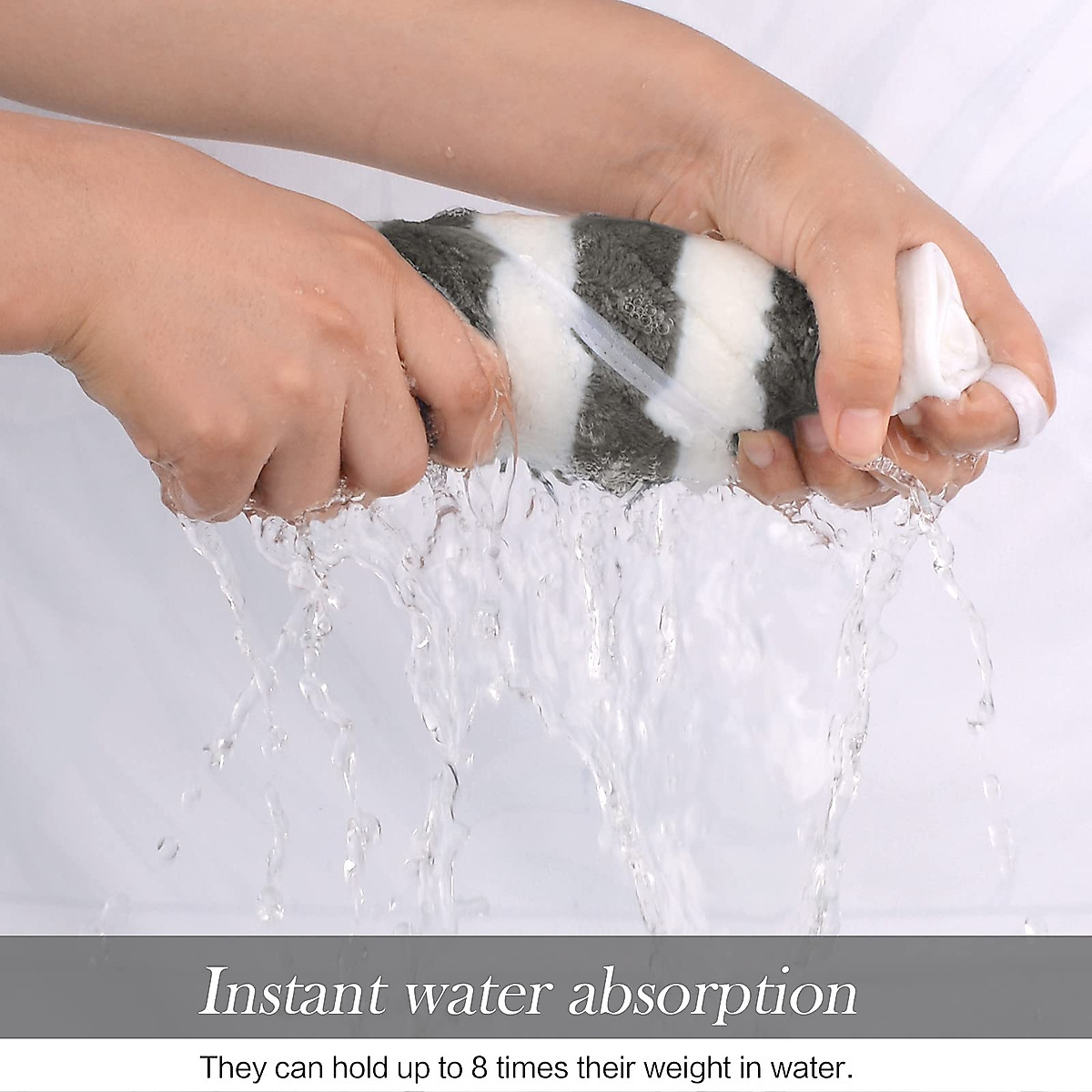 SUNLAND Microfiber Face Makeup Remover Cloths Reusable Facial Cleaning Towel Ultra Soft Washcloths 8inchx16inch，Grey Stripes 4 Pack