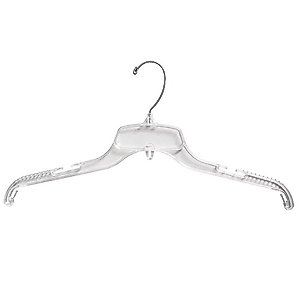 NAHANCO 98800 Plastic Shirt Dress Hanger with a Coordinate Connector, Heavy Weight, 17", Clear (Bulk Pack of 100)