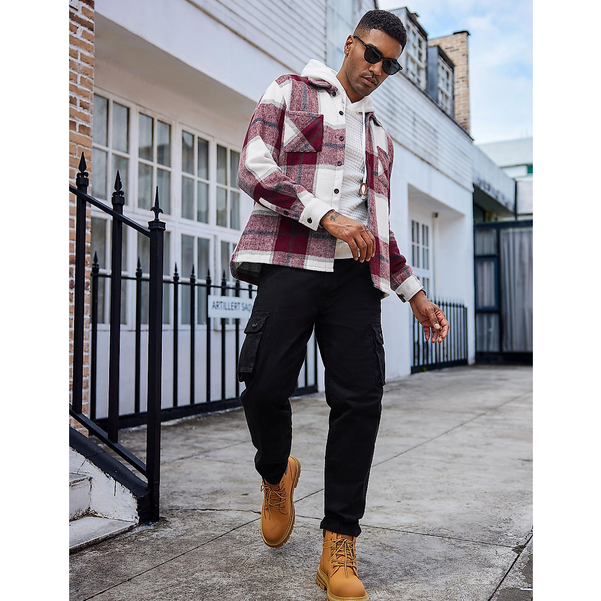 COOFANDY Men's Long Sleeve Flannel Shirt Jacket Button Up Fleece Plaid Shirt Lightweight Winter Shirts