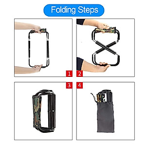 Qesonoo Mini Portable Folding Stool, Camping Fishing Stool for Adults Fishing Hiking Gardening and Beach with Carry Bag, Hold Up to 450lbs(Camouflage)