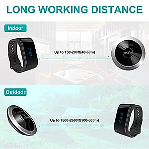 SINGCALL Wireless Calling System, Nurse Call System, 360 Degree Waterproof Pager Watch Receiver, No Screw Pager, Pack of 5 Pagers and 1 Receiver