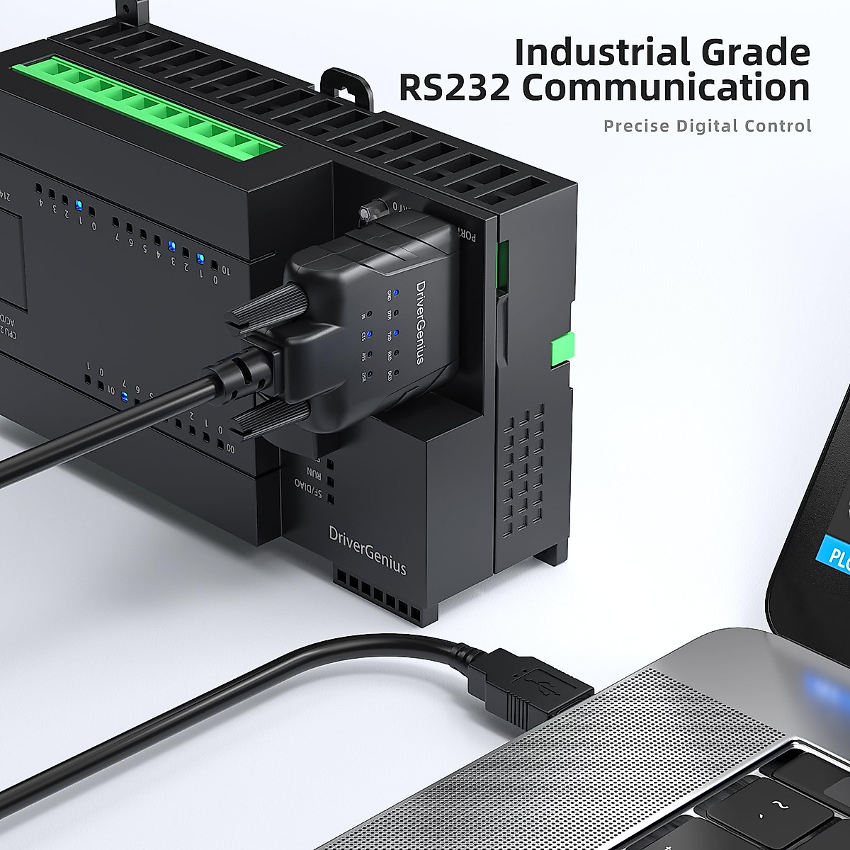 DriverGenius USB to Serial RS232 DB9 Adapter Cable with 9 x LED Indicators - Prolific PL2303 - Compatible with Windows 11, macOS Sequoia 15.1.1, Linux (USB232A-E-A, 3ft/1m)