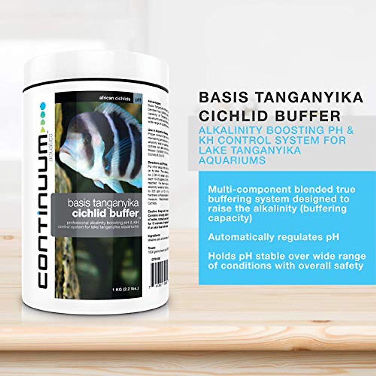 Continuum Aquatics Basis Tanganyika Cichlid Buffer – Alkalinity Boosting pH and KH Control System for Lake Tanganyika Aquariums, 250-g