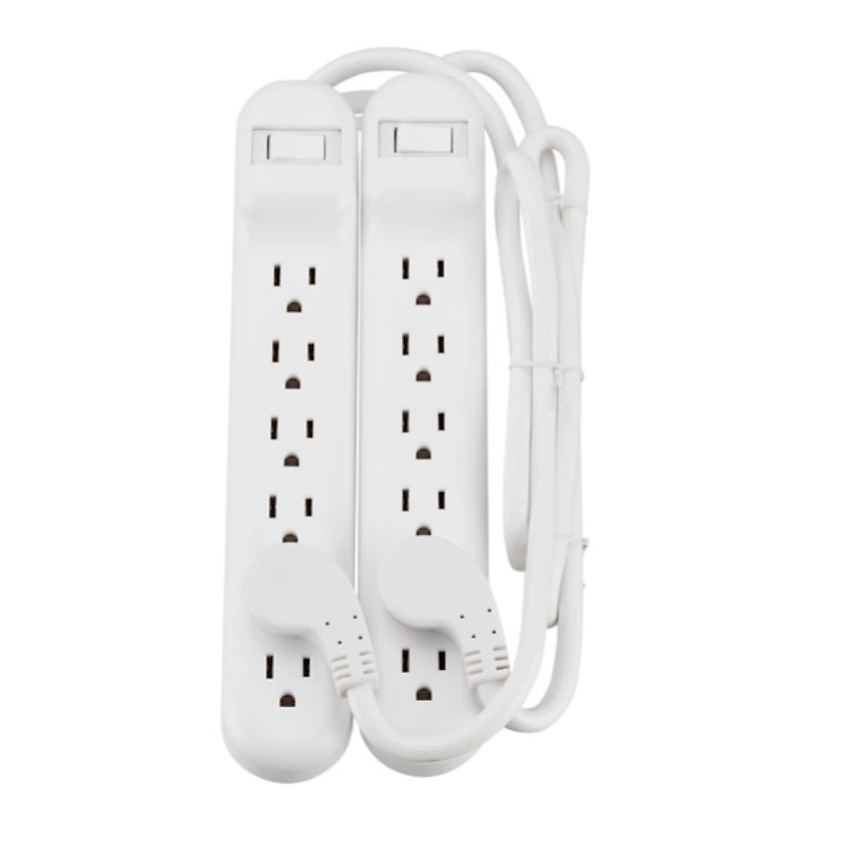 Power Strip 6 Outlet Surge Protector 2-Pack White with Power Cord by Onn