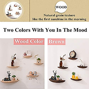FMXYMC Thick Solid Wood Floating Shelves, Wall Mounted Semi Circle Shelf, Hanging Wall Decor, Decorative Shelves, Display Ledge Storage Rack,Brown,Large