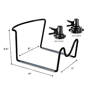 Brio Metal Plated 3-5 Gallon Water Jug Stand and 2 Dispenser Valves, Rust-Resistant Non Slip Water Stand with BPA Free Fast Flow Water Spout Fits Both 48mm and 55mm Bottles 2 CAPS Included (Black)