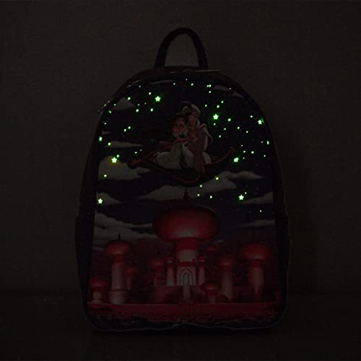 Loungefly Disney Glow in the Dark Aladdin and Jasmine Magic Carpet Ride Backpack