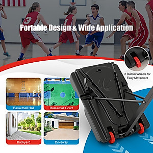 GYMAX Portable Basketball Hoop, 5 FT to 10 FT Adjustable Basketball Goal with 10 Heights, All Weather Basketball Stand System with Weight Bag & Wheels, for Kids Youth Adult, Indoor Outdoor Pool, Court