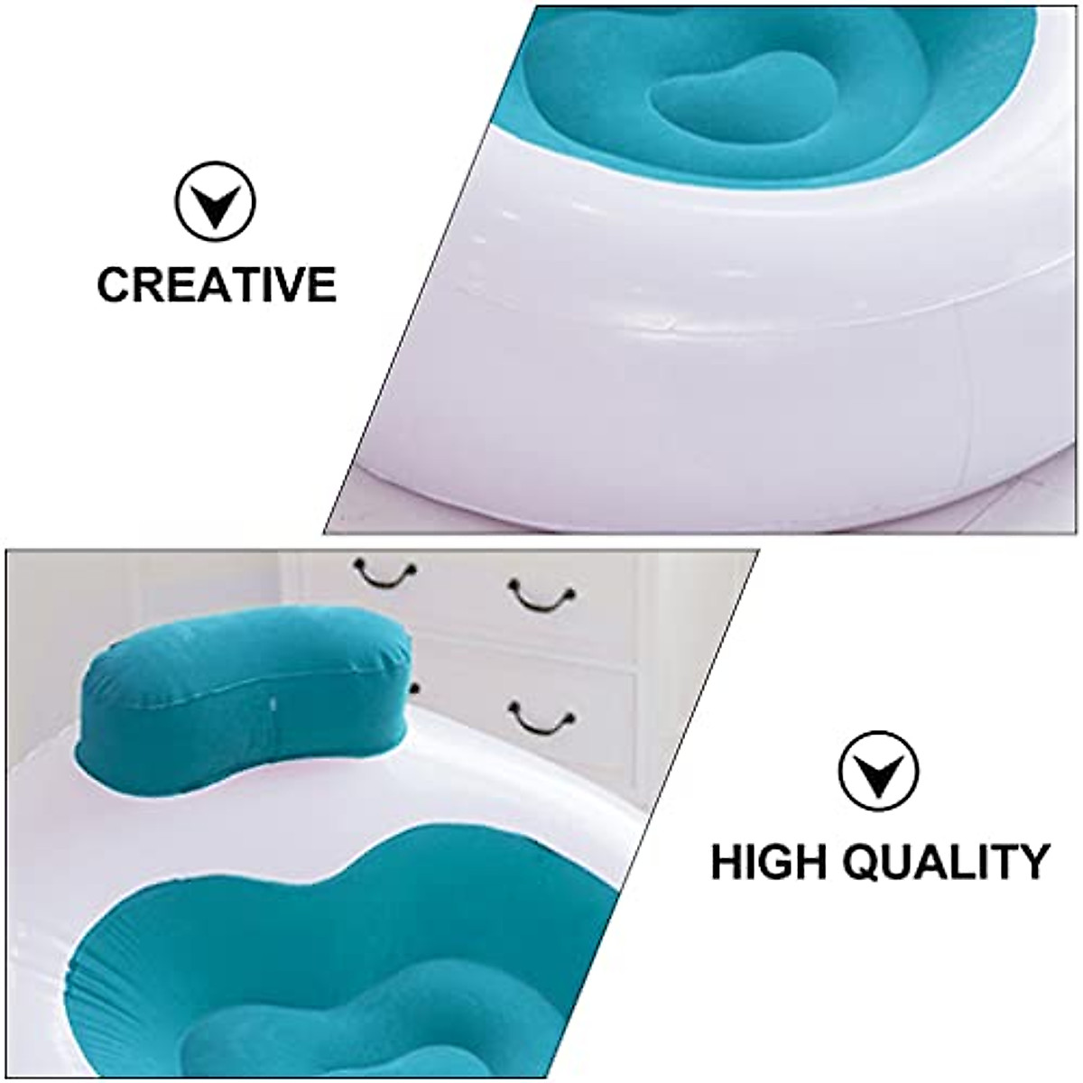 Toyvian Camping Couch Inflatable Couch Air Sofa Foldable Lazy Lounger Portable Blow Up Bean Bag Camping Furniture for Beach Backyard Lakeside Beach Camping Picnics Blue Lazy Sofa