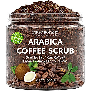 First Botany Cosmeceuticals, 100% Natural Arabica Coffee Scrub with Organic Coffee Coconut & Shea Butter, 20 oz
