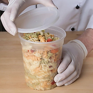 THE CONTAINER 32oz deli containers with lids | 24 Large 1 Quart Leakproof Clear Plastic Storage Containers with Lids | Microwavable, Freezer